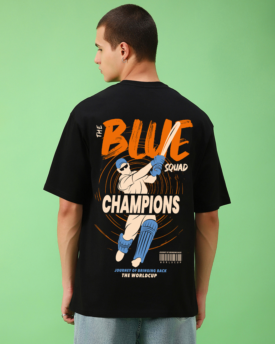Buy Men's The Blue Squad Graphic Printed Oversized T-shirt Online at ...