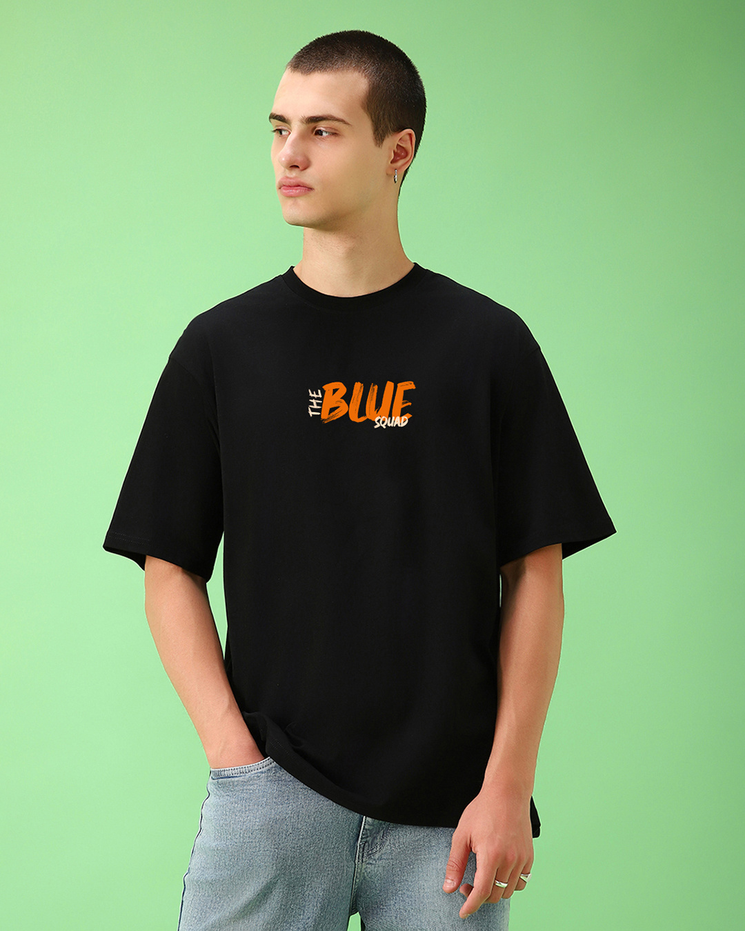 Buy Men's The Blue Squad Graphic Printed Oversized T-shirt Online at ...