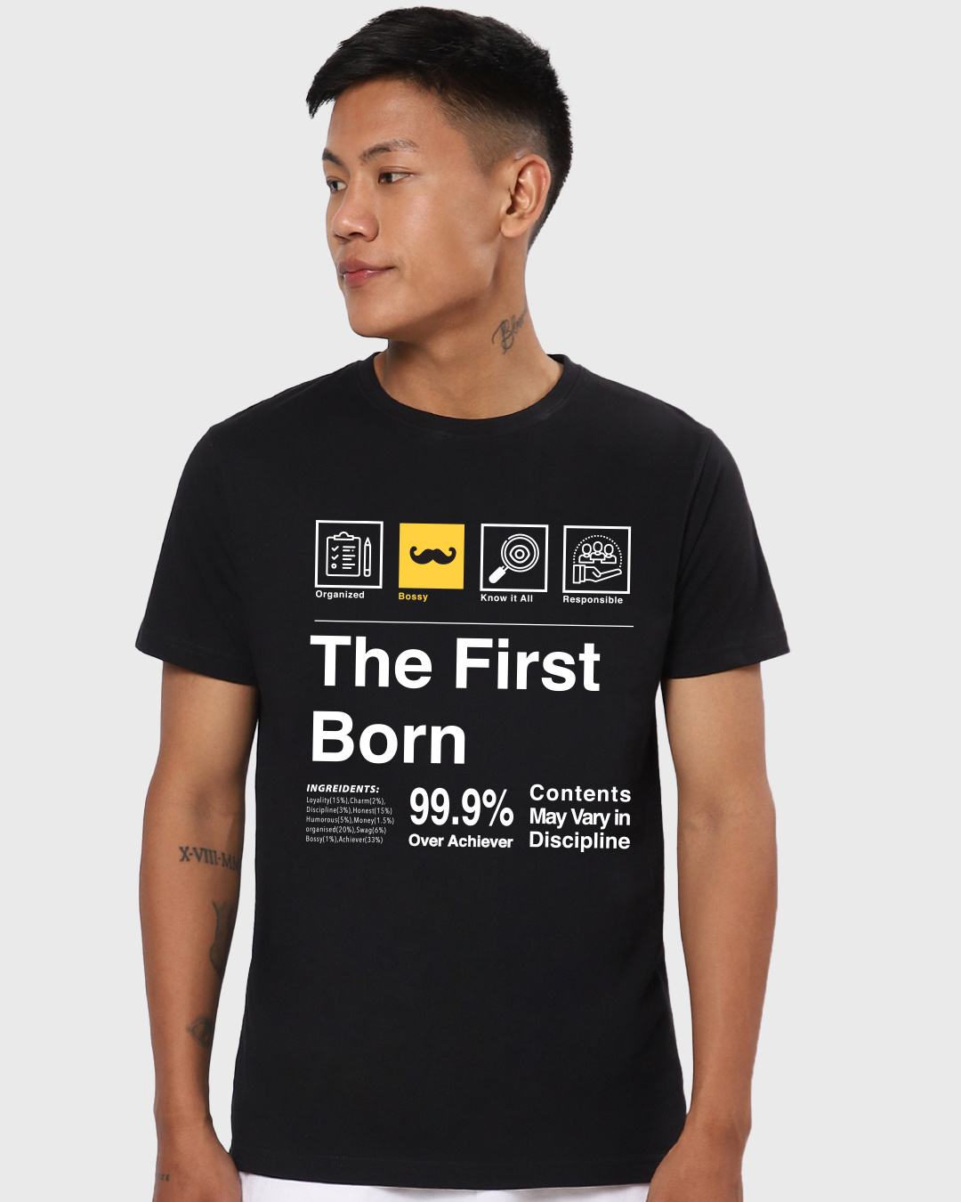 Buy Men's Black The First Born Typography T-shirt Online at Bewakoof