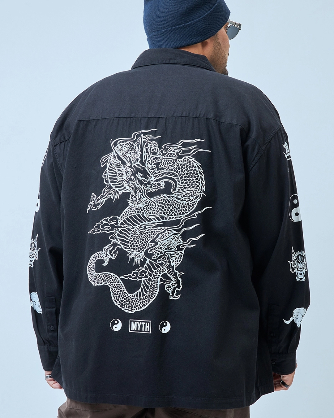 Buy Men's Black The Myth Graphic Printed Oversized Plus Size Shirt ...