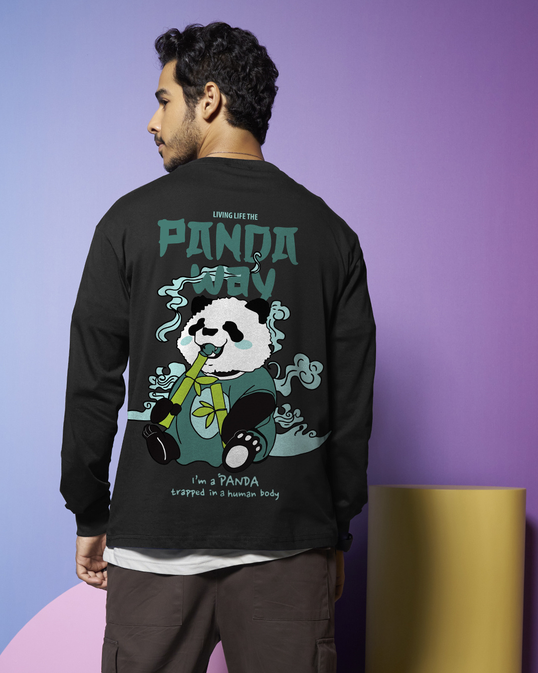 Buy Men's Black The Panda Way Graphic Printed Oversized T-shirt Online ...