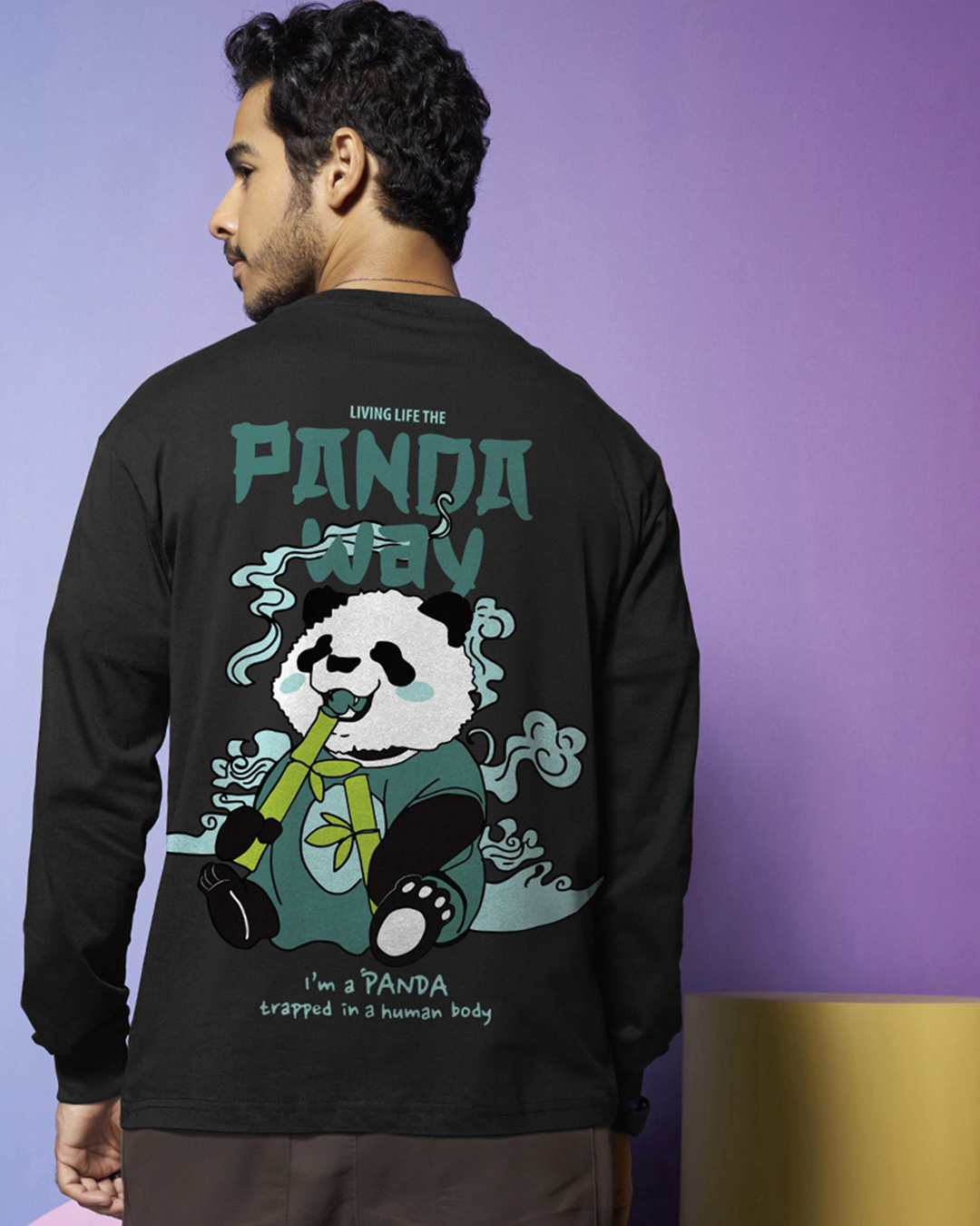 Buy Men's Black The Panda Way Graphic Printed Oversized T-shirt Online ...