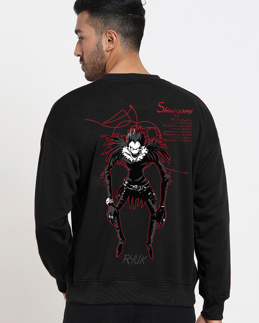 Buy Men's Black The Ryuk Graphic Printed Oversized Sweatshirt Online at ...
