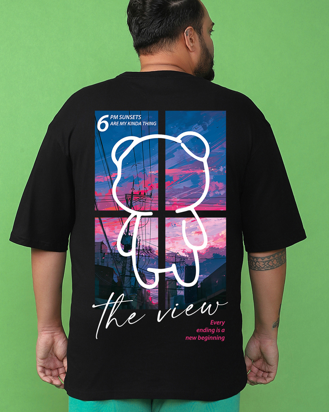 Buy Men's Black The View Graphic Printed Oversized Plus Size T-shirt ...
