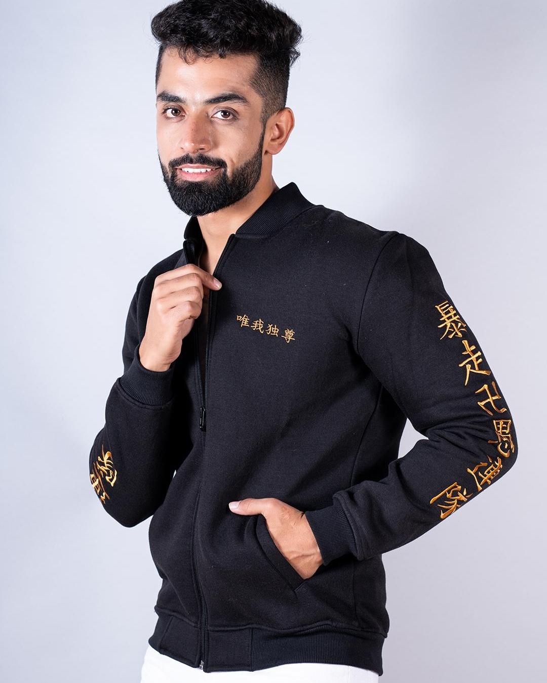 Buy Men's Black Tokyo Manji Anime Typography Relaxed Fit Jacket Online ...