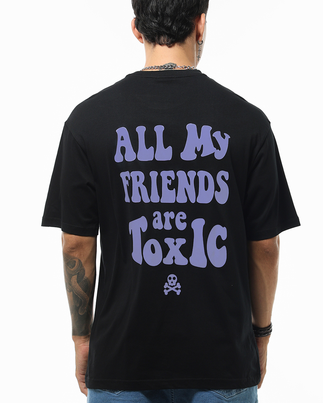 Buy Men's Black Toxic Logo Graphic Printed Oversized T-shirt Online at ...