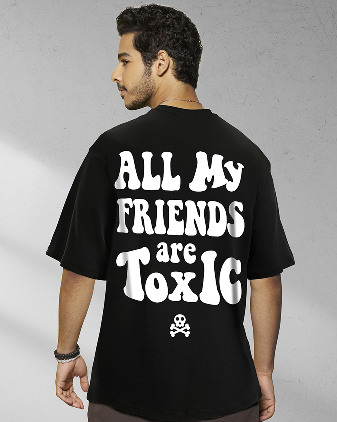 Buy Men's Black Toxic Typography Oversized T-shirt Online at Bewakoof