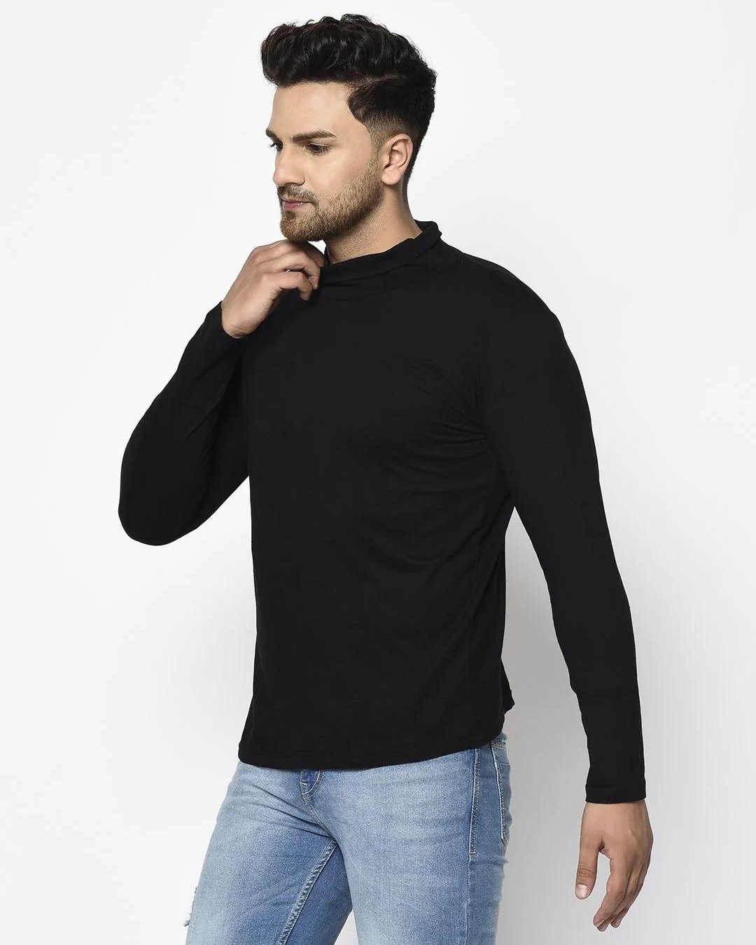 Buy Rigo Men's Black Slim Fit T-shirt Online at Bewakoof