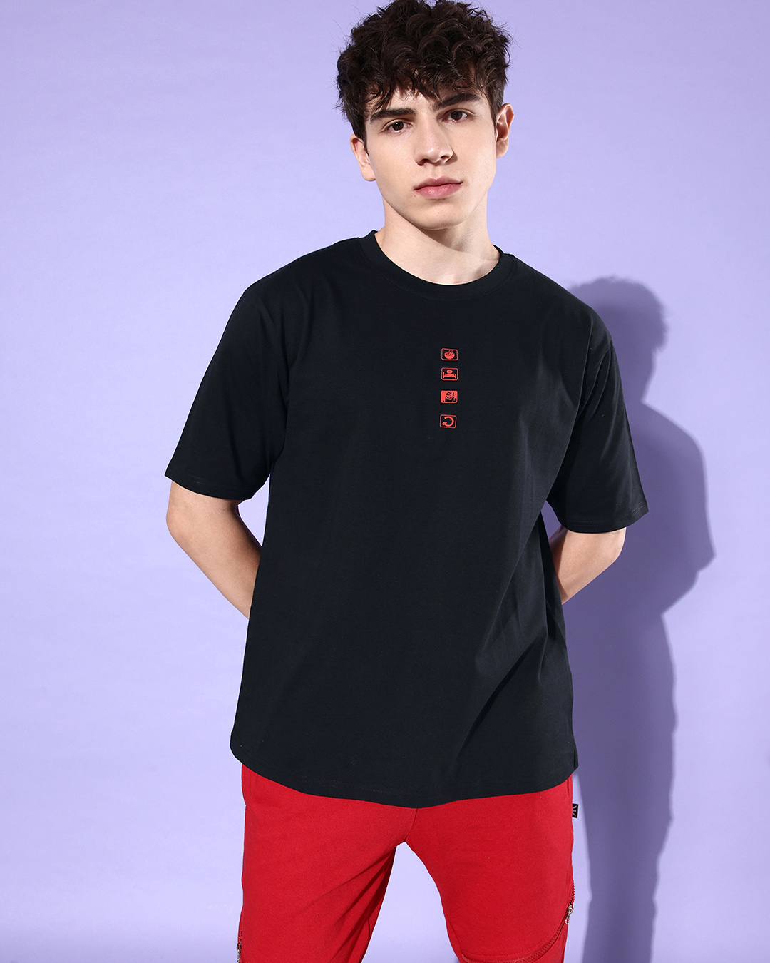 Buy Men's Black Typography Oversized T-shirt Online at Bewakoof