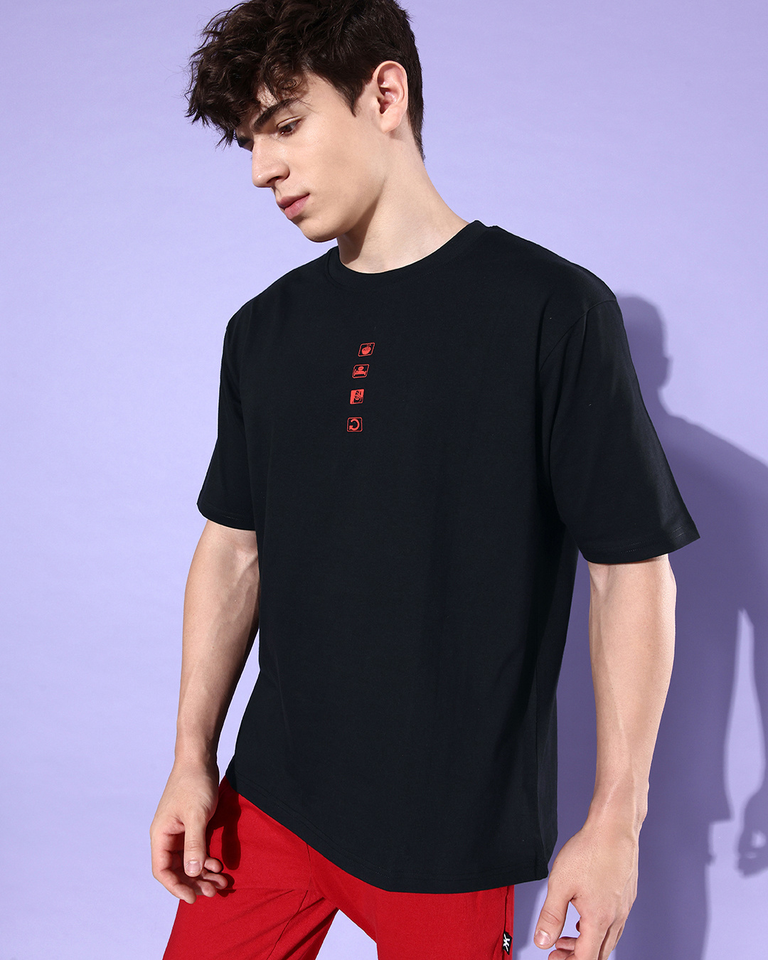 Buy Men's Black Typography Oversized T-shirt for Men Black Online at Bewakoof