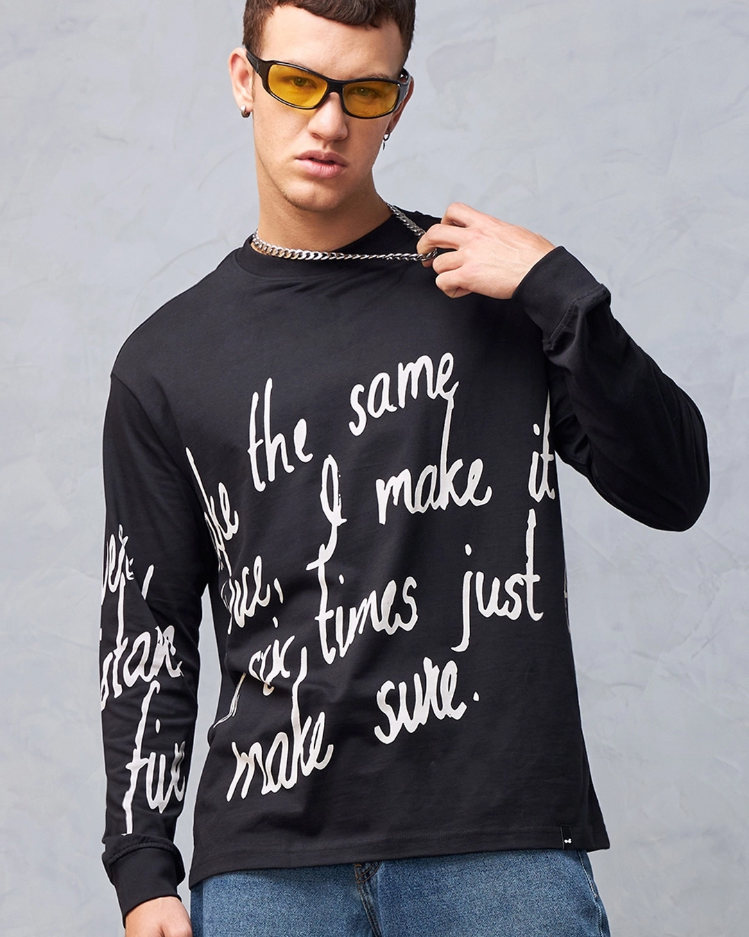 Buy Men's Black Typography Oversized T-shirt Online at Bewakoof