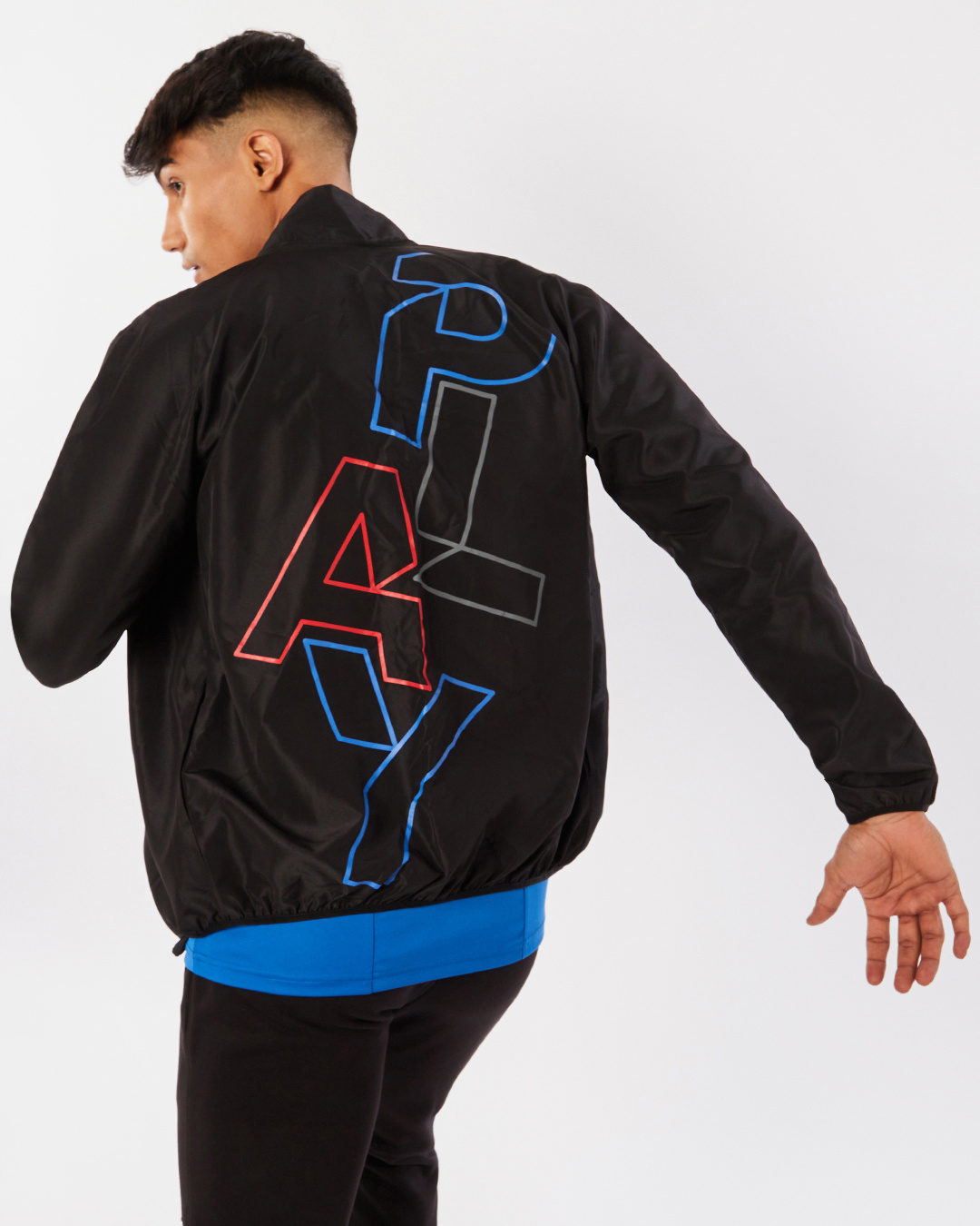 Buy Men's Black Typography Performance Jacket Online at Bewakoof