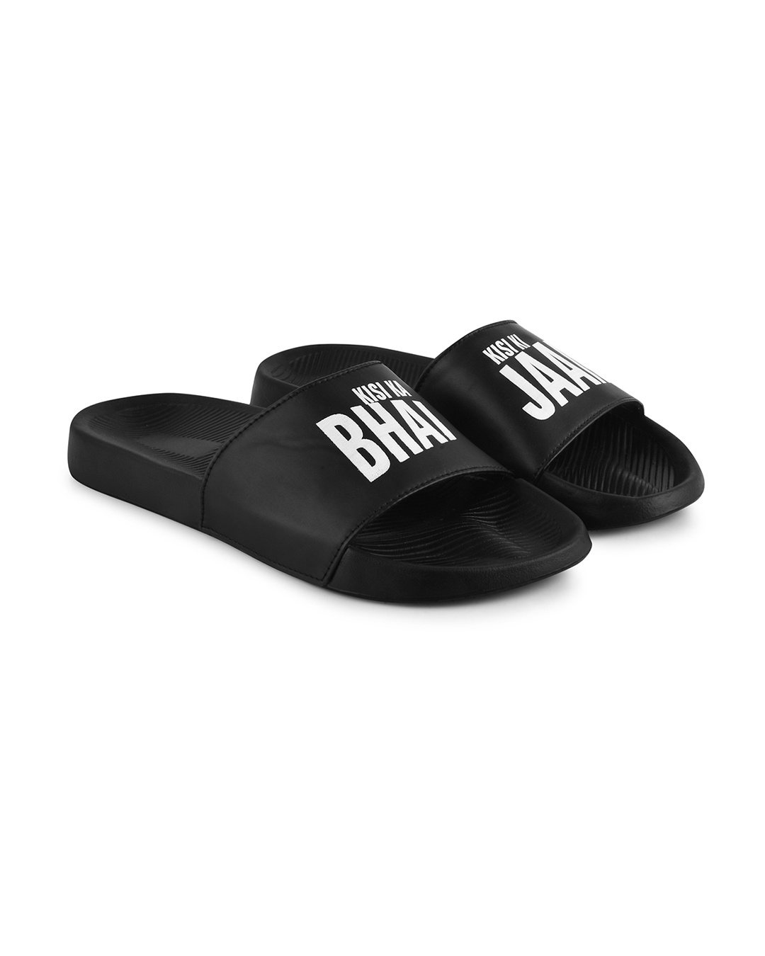 Buy Men's Black Typography Sliders Online in India at Bewakoof