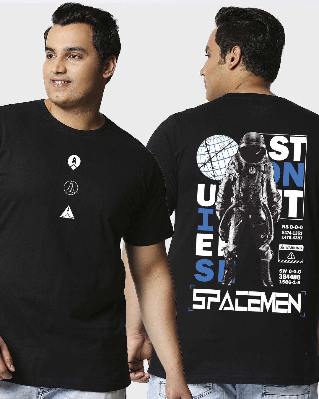 Buy Men's Black Universal Astronaut Graphic Printed Plus Size T-shirt ...