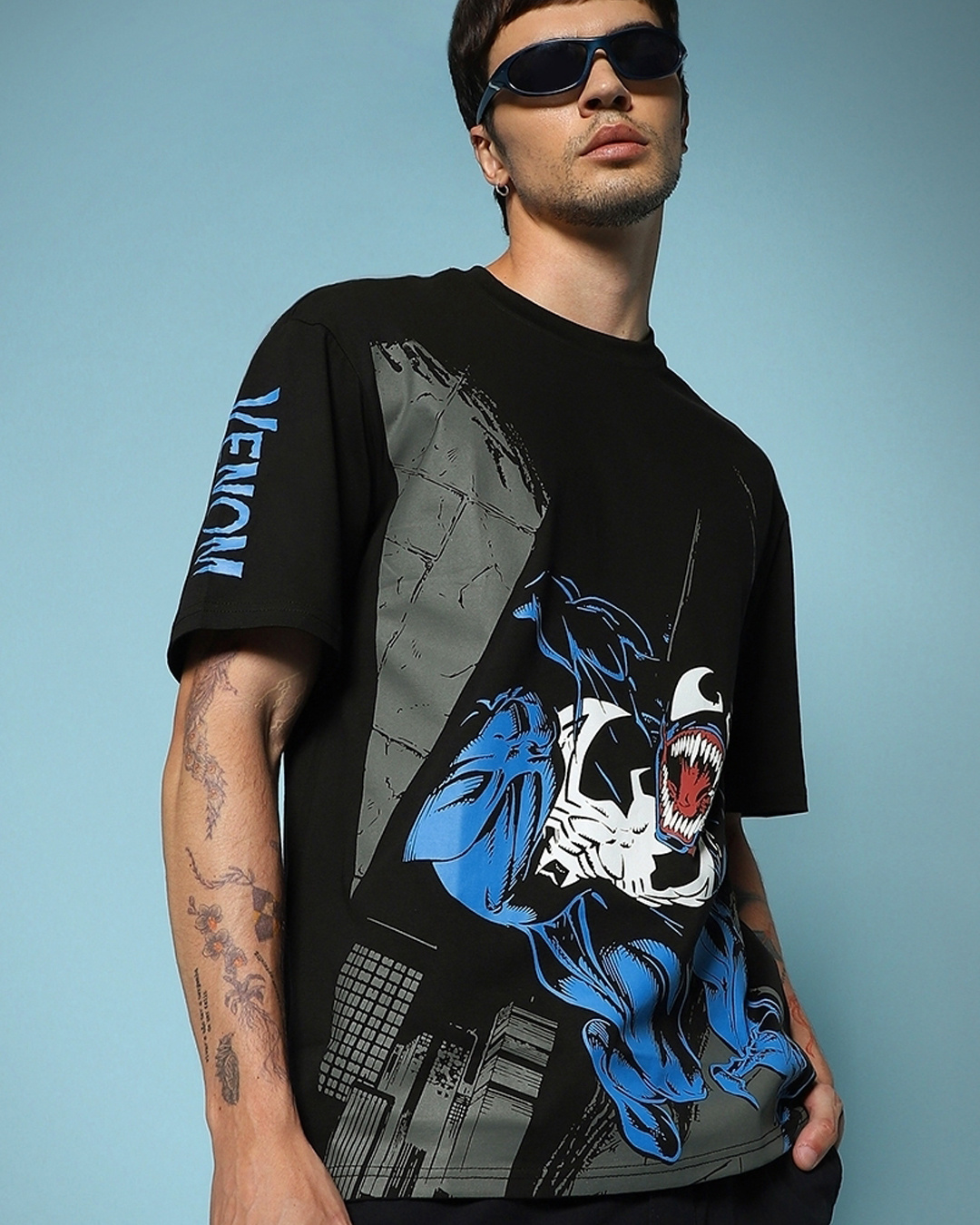 Buy Men's Black Venom Hyper Graphic Printed Oversized Plus Size T-shirt ...
