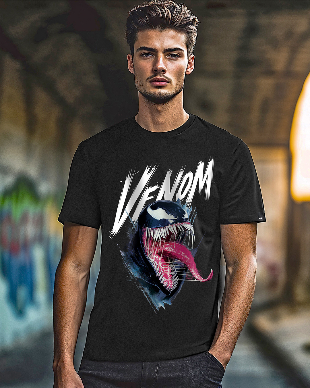 Buy Men's Black Venom Scream Graphic Printed T-shirt Online at Bewakoof