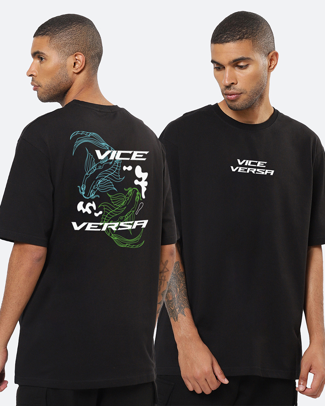 Buy Men's Black Vice Versa Graphic Printed Oversized T-shirt Online at ...