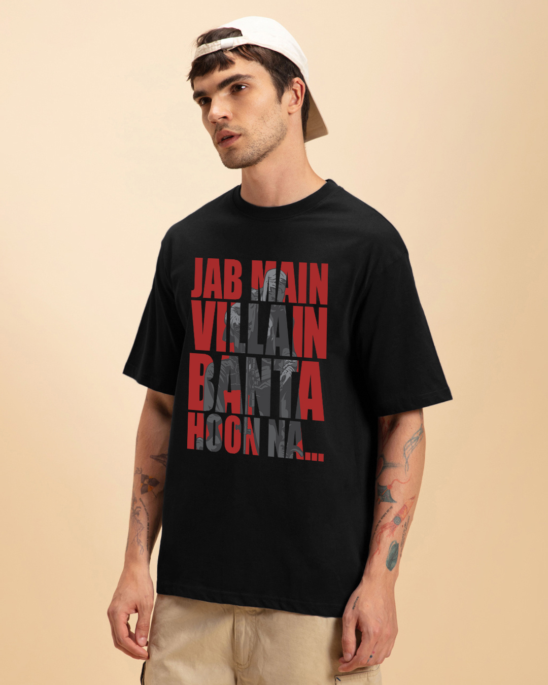Buy Men's Black Villain Graphic Printed Oversized T-shirt Online at Bewakoof