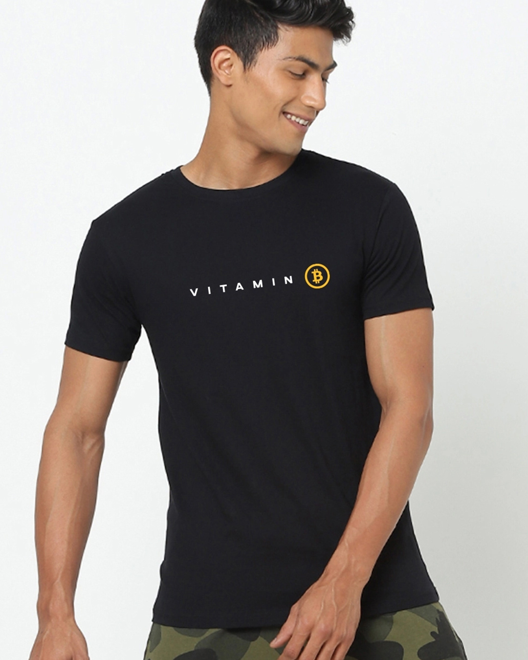 Buy Men's Black Vitamin Bit Graphic Printed T-shirt Online at Bewakoof