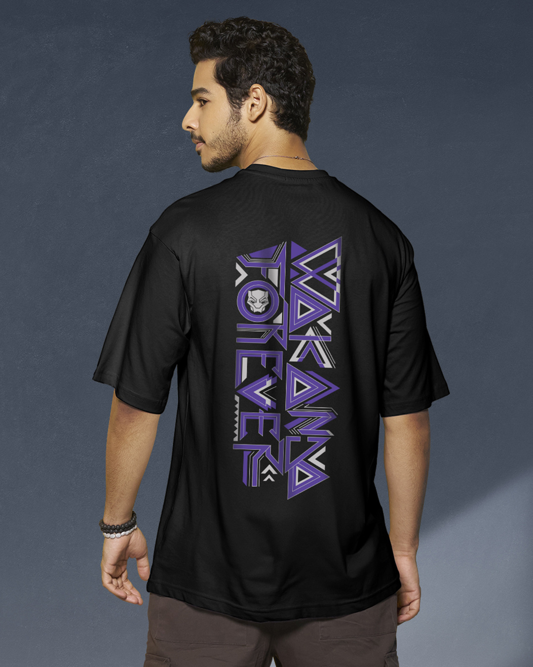 Buy Men's Black Wakanda Forever Graphic Printed Oversized T-shirt Online at Bewakoof