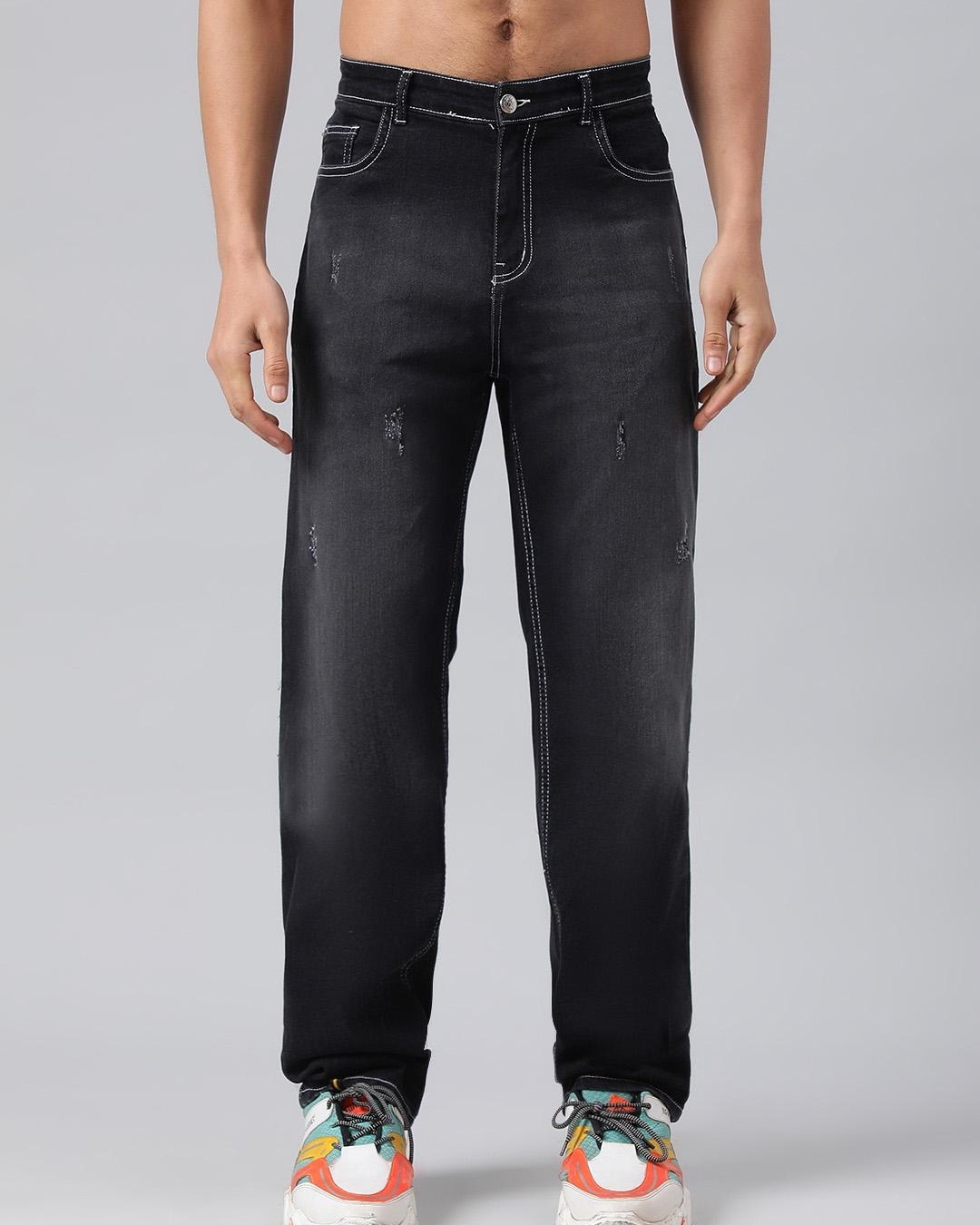 Buy Men's Black Washed Jeans Online in India at Bewakoof