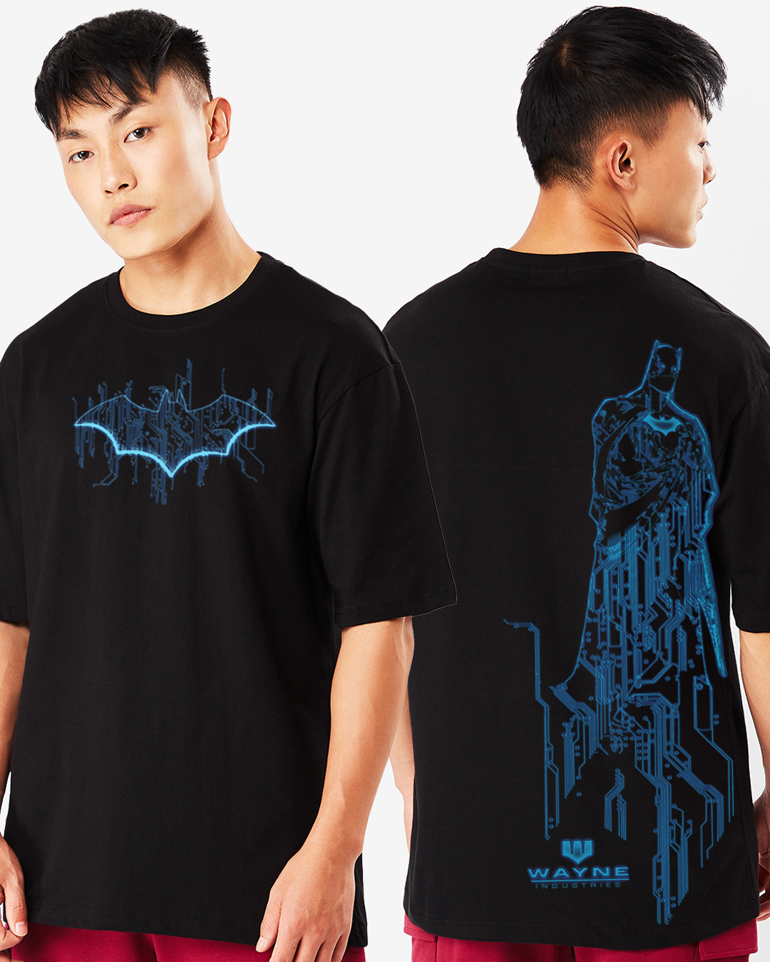 Buy Men's Black Wayne Tech Graphic Printed Oversized T-shirt Online at ...