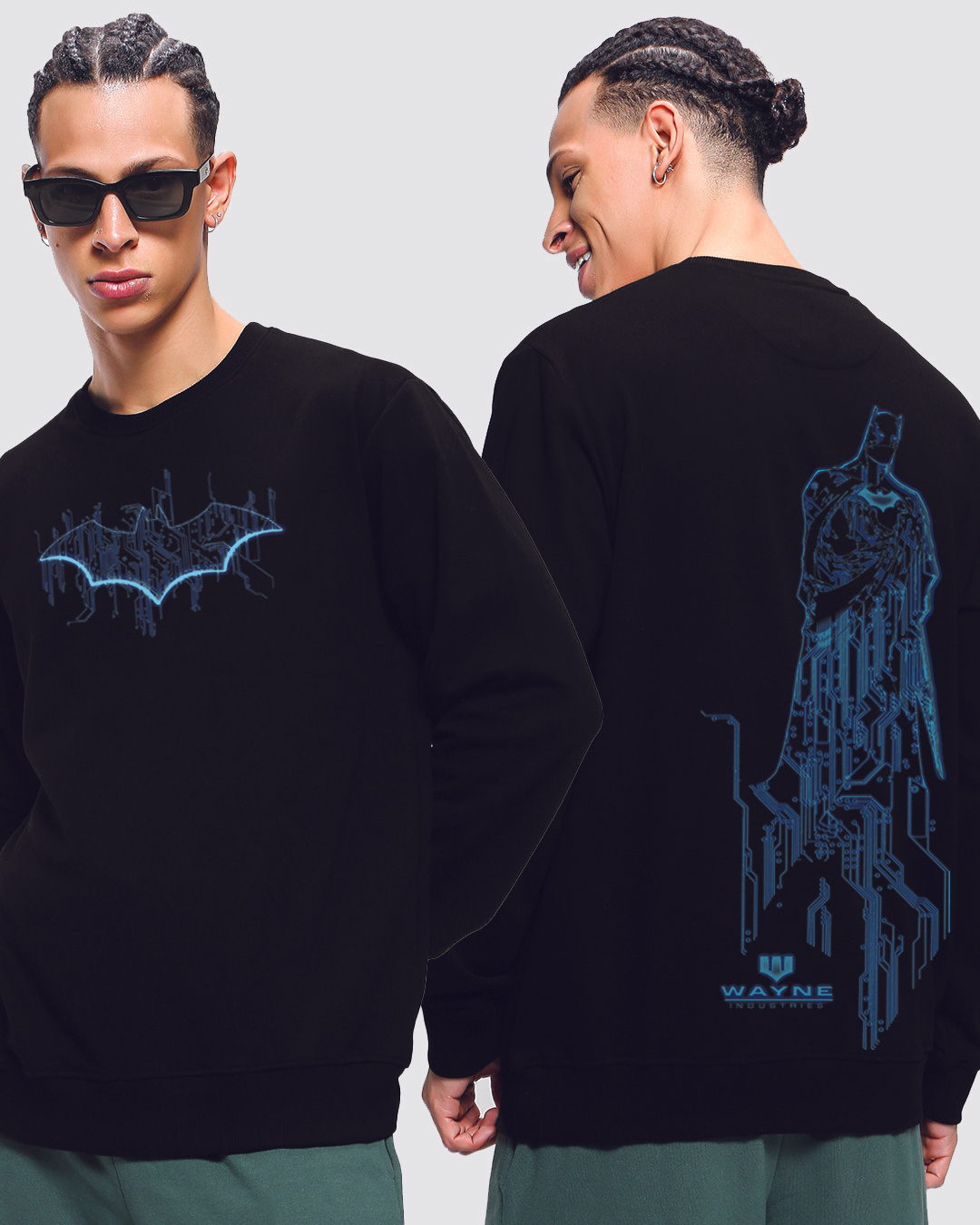 Buy Men's Black Wayne Tech Graphic Printed Sweatshirt Online at Bewakoof