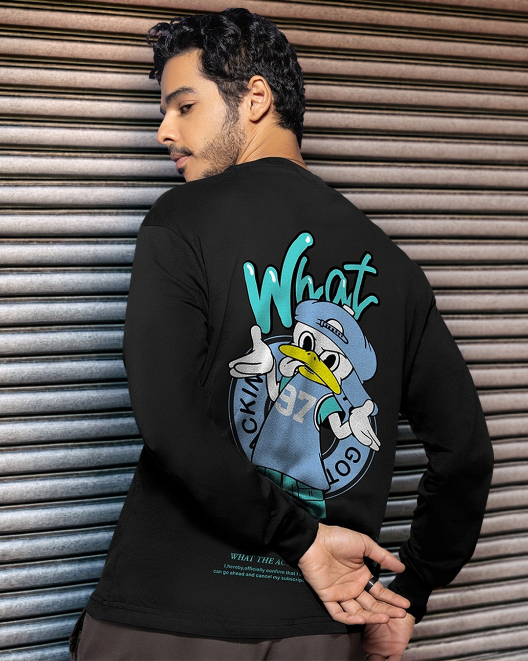 Buy Men's Black What The Duck Graphic Printed Oversized T-shirt Online ...
