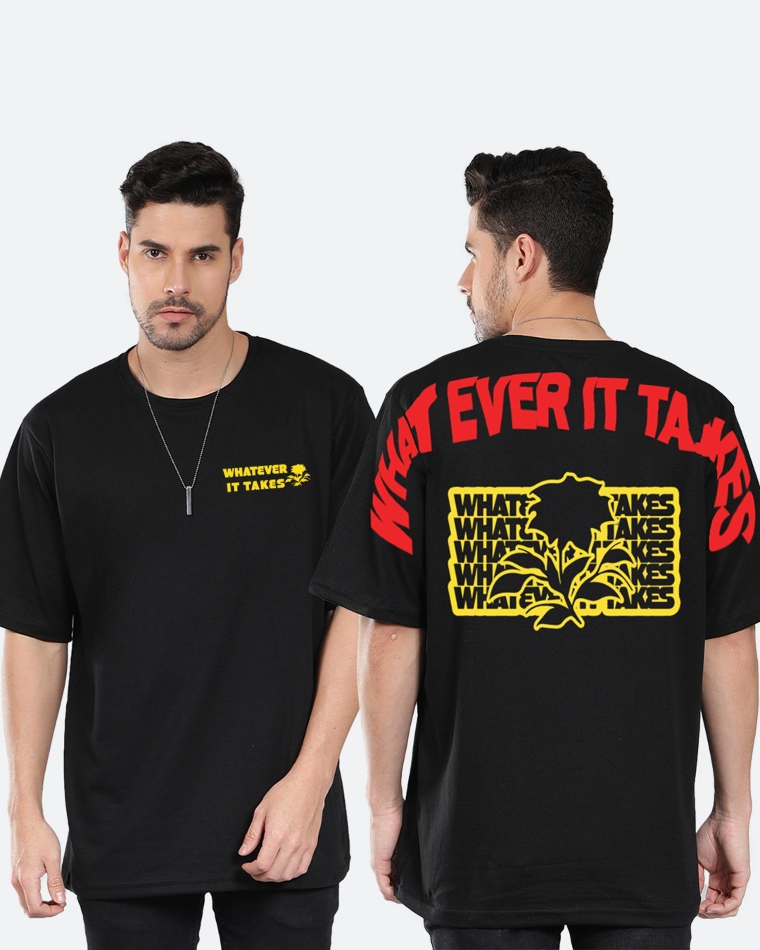 Buy Men's Black Whatever It Takes Graphic Printed Oversized T-shirt ...
