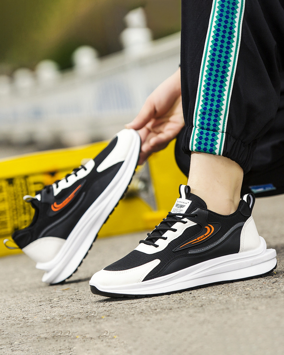 Buy Men's Black & White Color Block Sneakers Online in India at Bewakoof