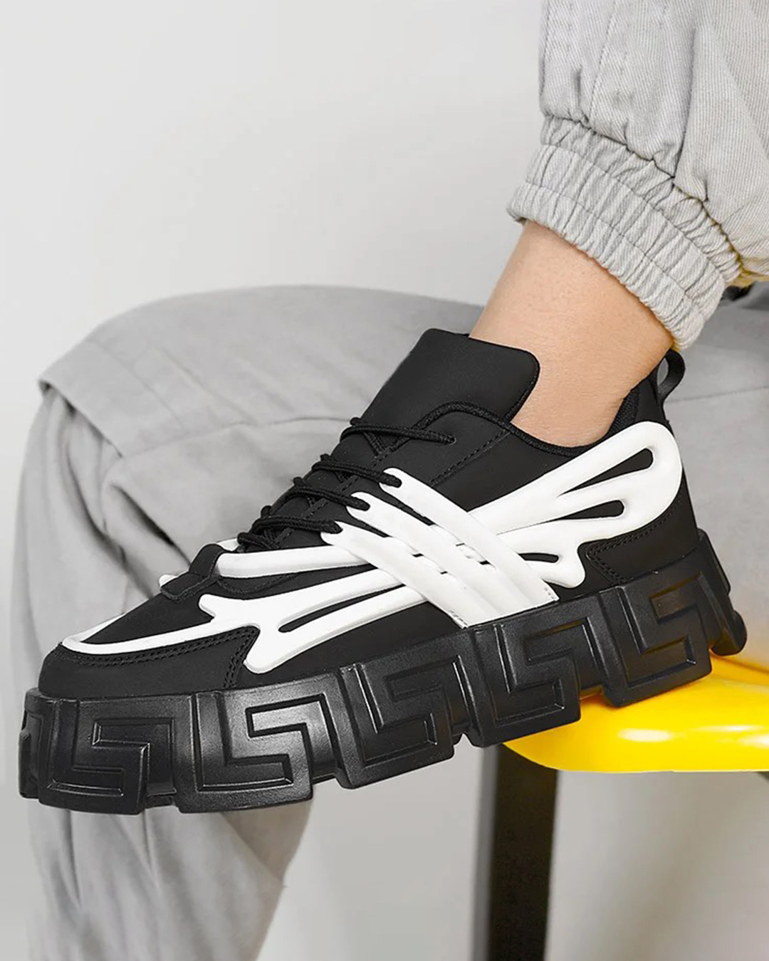 Buy Men's Black & White Color Block Sneakers Online in India at Bewakoof