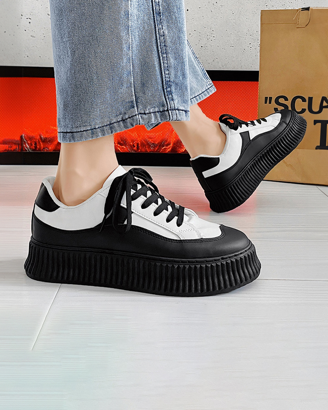 Buy Men's Black & White Color Block Sneakers Online in India at Bewakoof