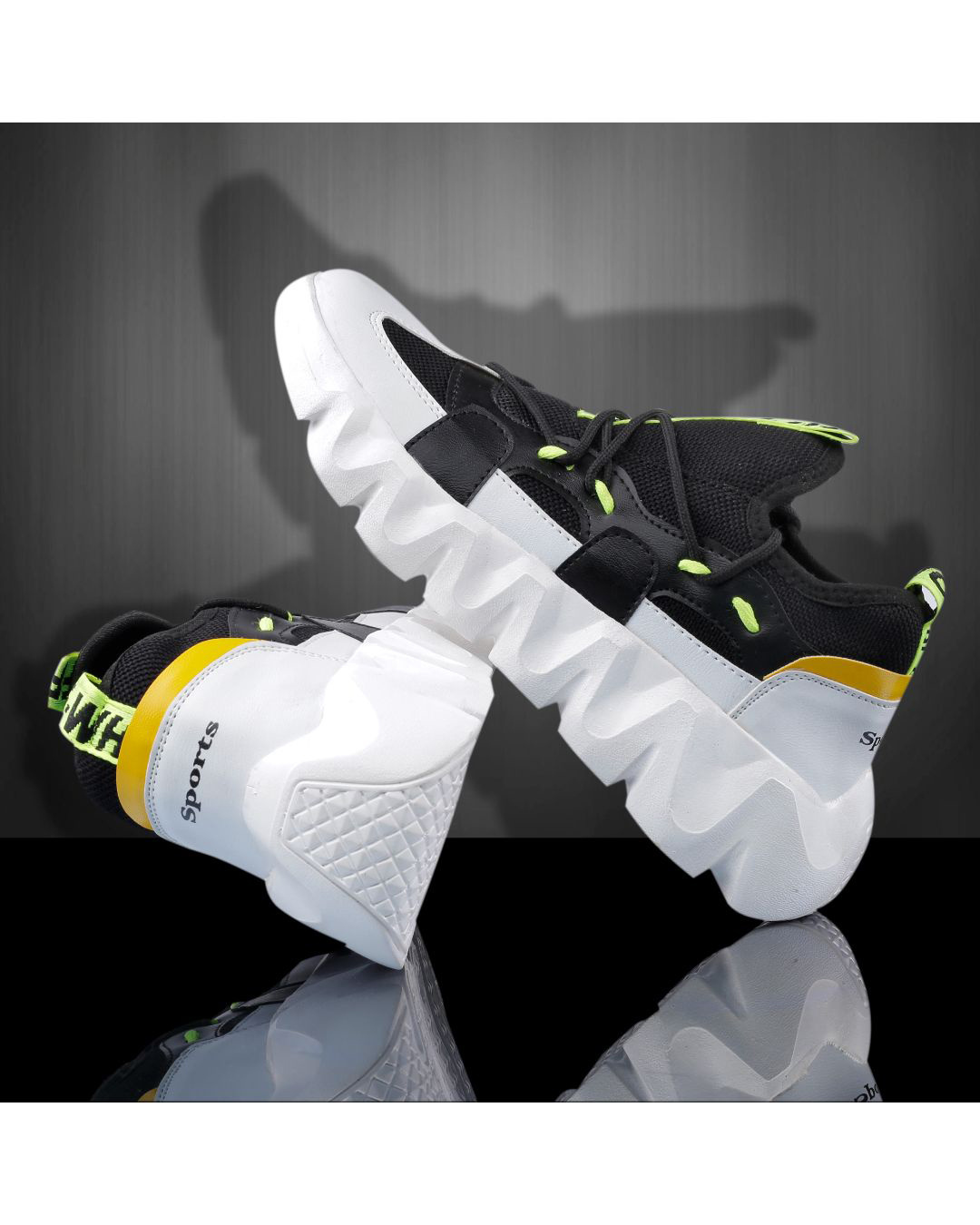 Buy Men's Black & White Color Block Sports Shoes Online in India at ...