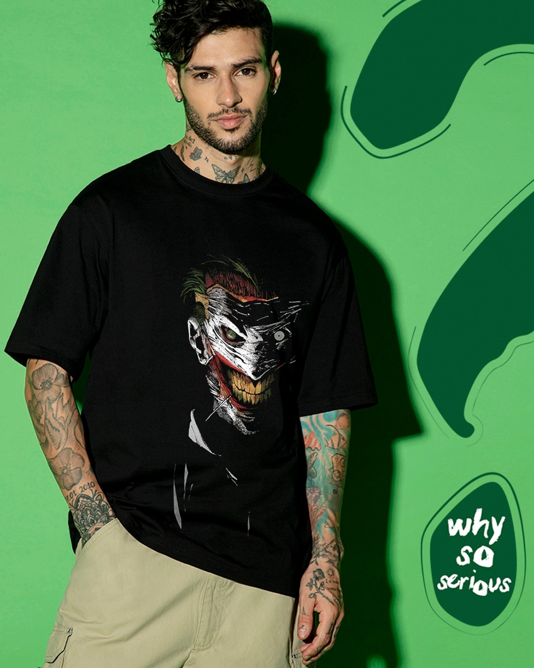 Buy Men's Black Why So Serious Man Graphic Printed Oversized T-shirt ...