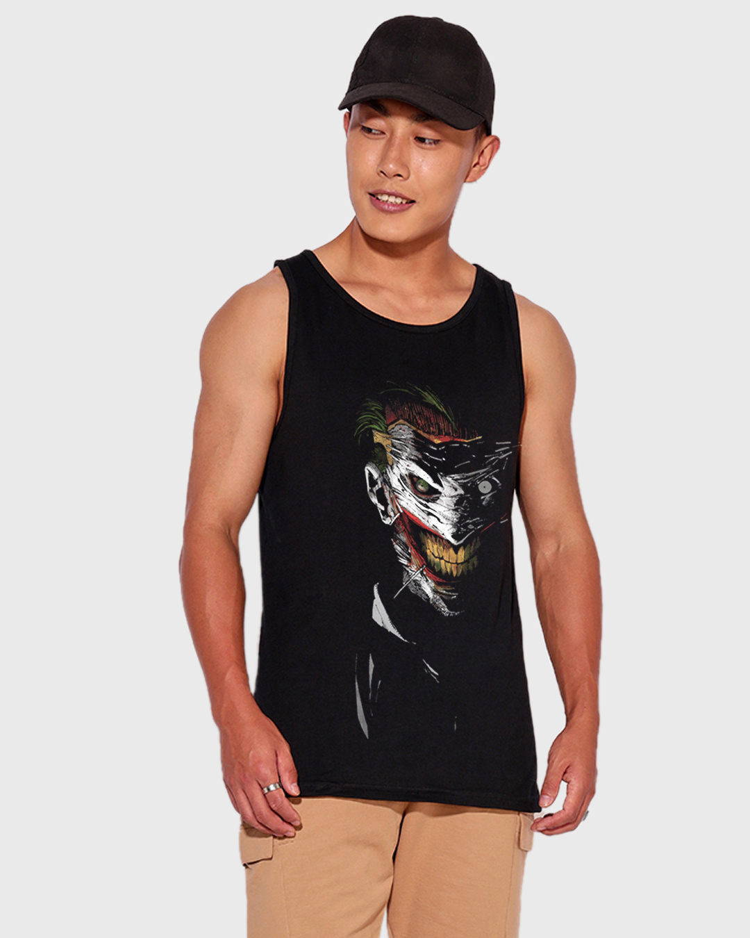 Buy Men's Black Why So Serious Man Graphic Printed Vest Online at Bewakoof
