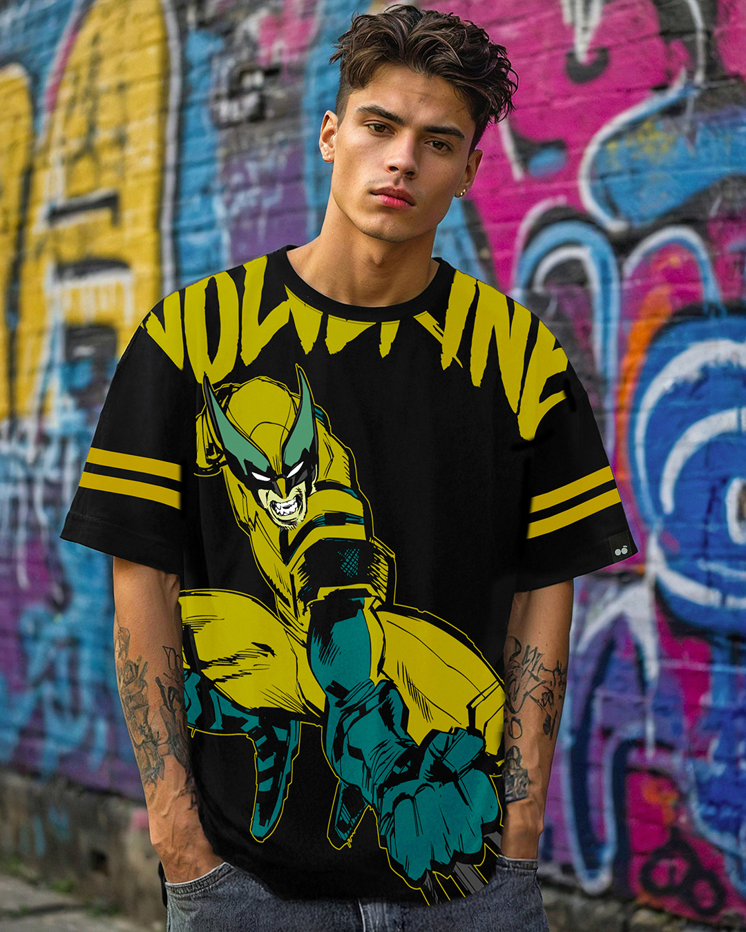 Buy Men's Black Wolverine Graphic Printed Oversized T-shirt Online at ...