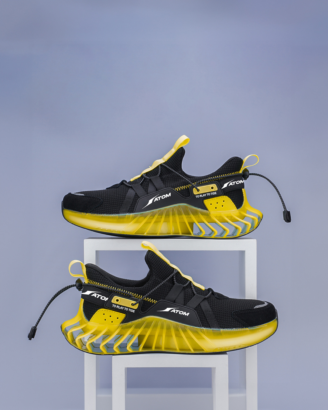 Buy Men's Black & Yellow Good Vibes Color Block Sneakers Online in ...