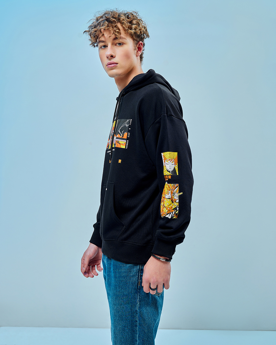 Buy Men's Black Zenitsu Graphic Printed Oversized Hoodies Online at Bewakoof