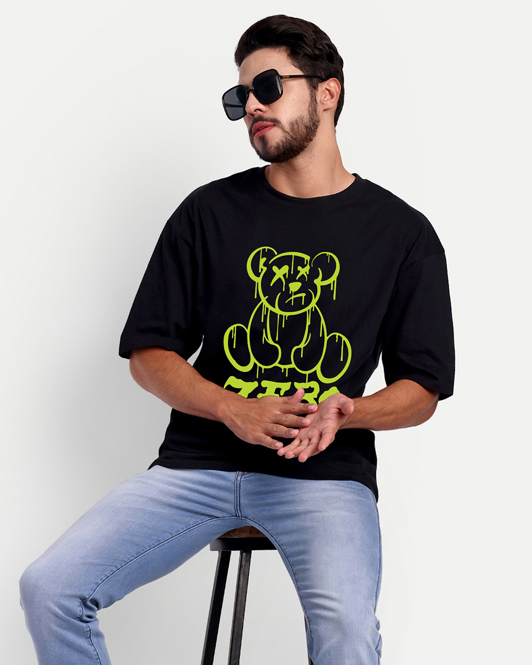 Buy Men's Black Zero Hugs Given Graphic Printed Oversized T-shirt ...