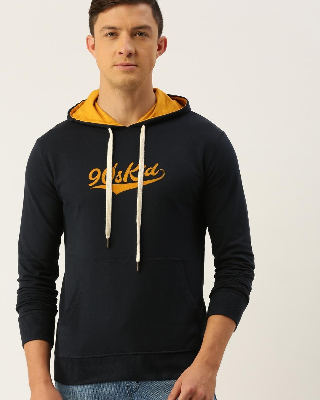 Buy Men's Blue 90s Kid Typography Hoodie Online at Bewakoof