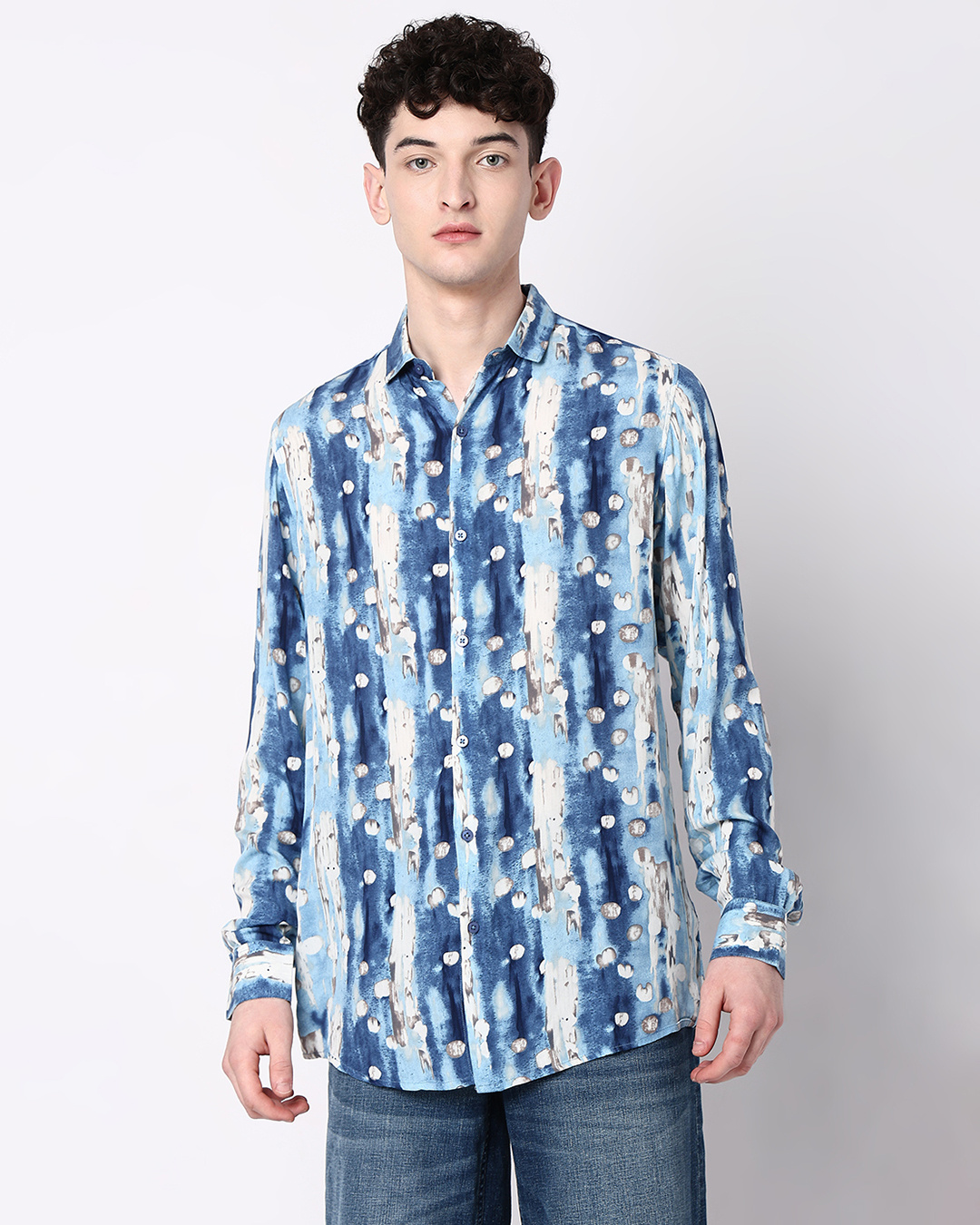 Buy Men's Blue Abstract Printed Shirt Online at Bewakoof