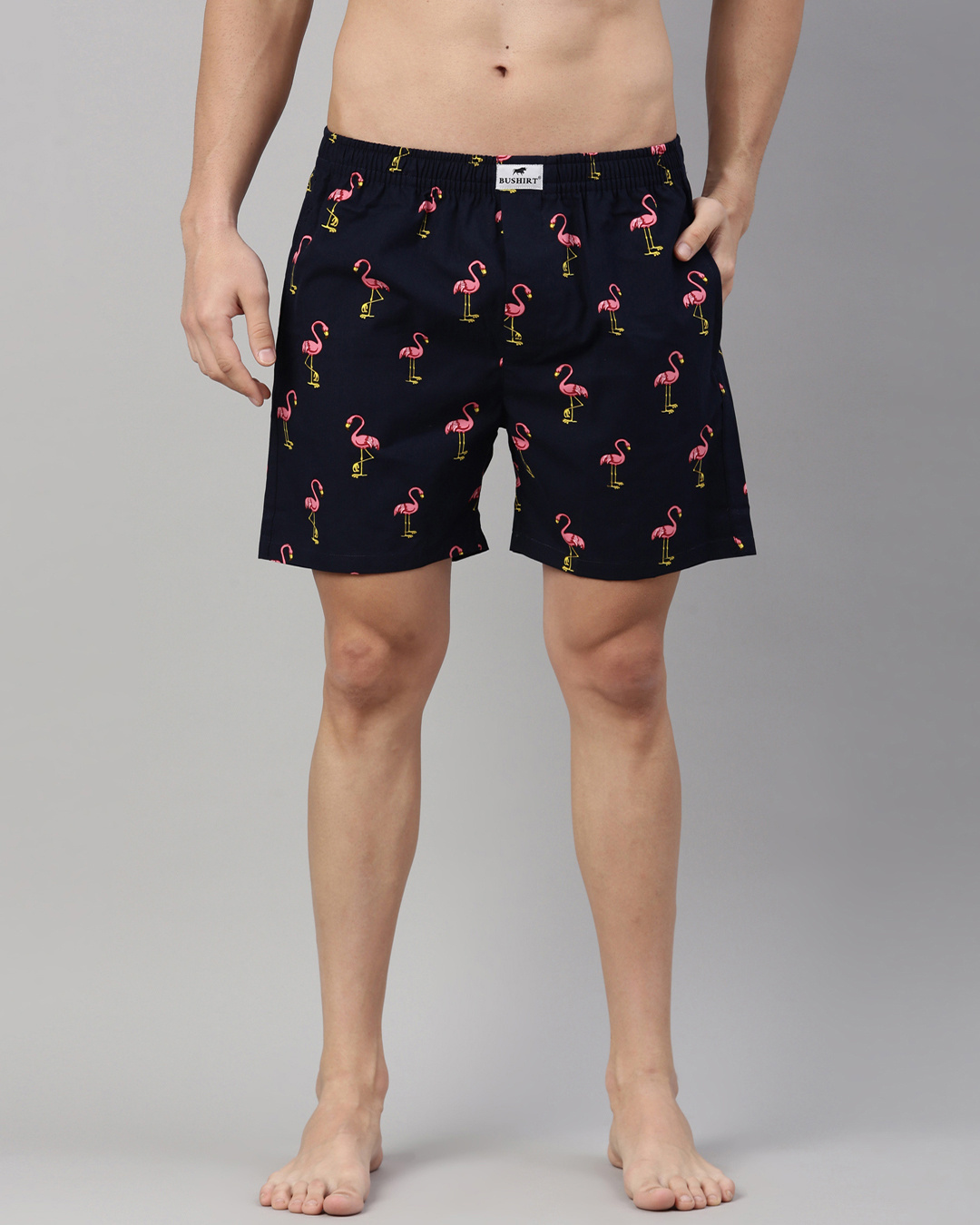 Buy Men's Blue All Over Flamingo Printed Cotton Boxers Online in India ...