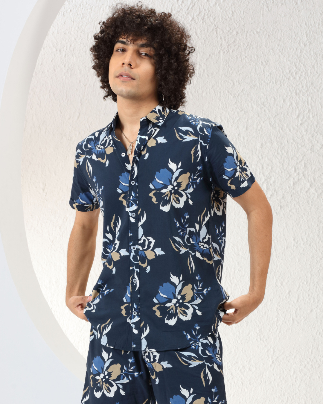 Buy Mens Blue All Over Floral Printed Co Ordinates Online In India At