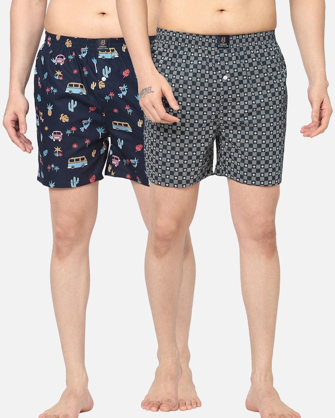 Buy Pack of 2 Men's Blue All Over Printed Boxers Online in India at ...