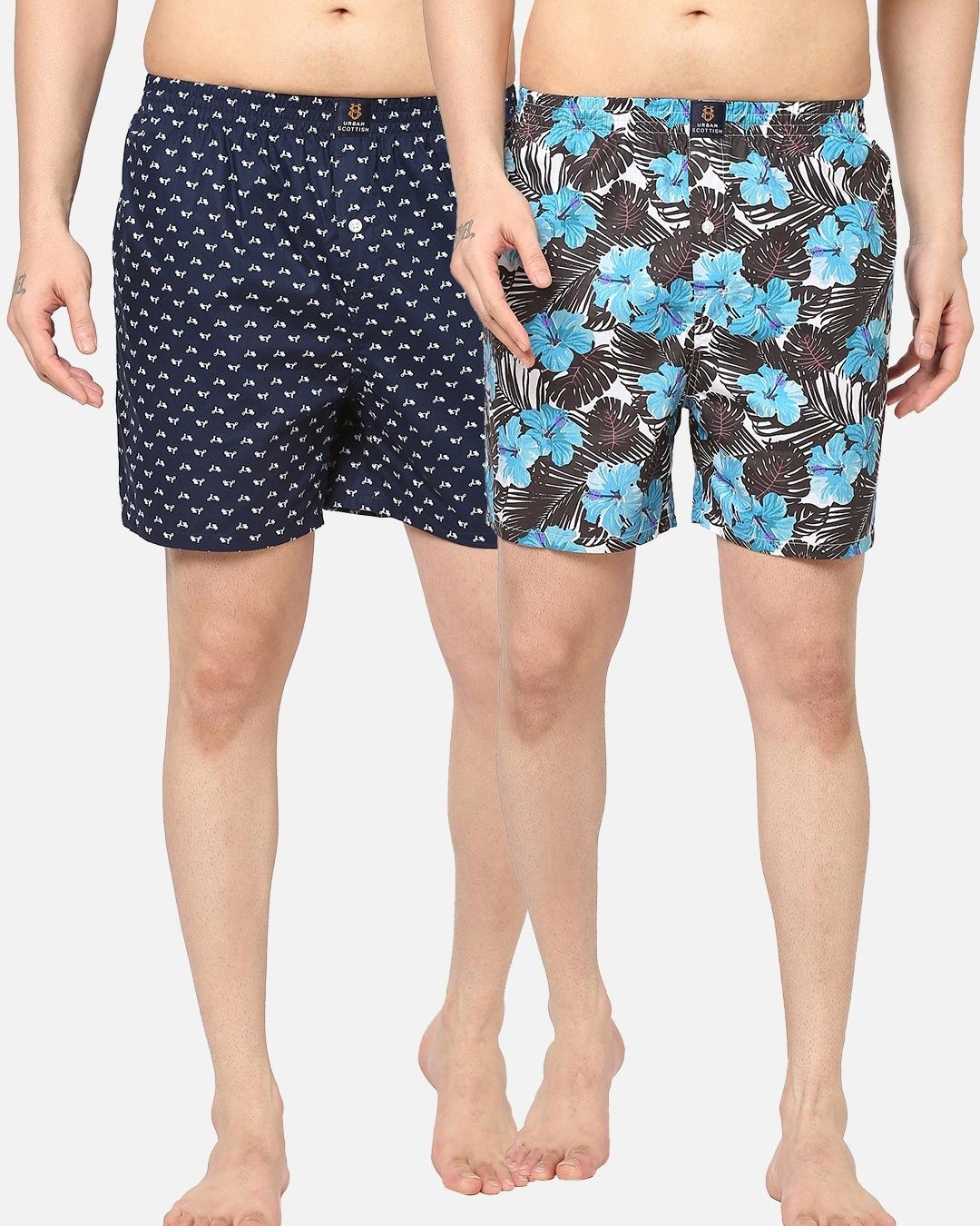 Buy Pack of 2 Men's Blue All Over Printed Boxers Online in India at ...
