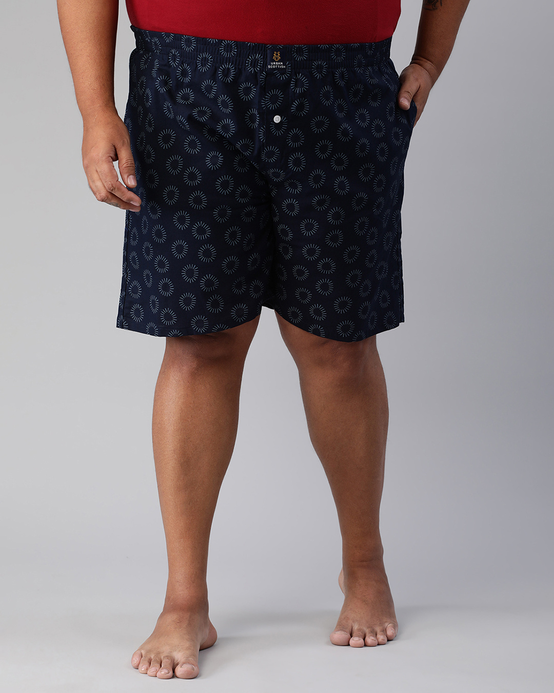 Buy Men's Navy Blue All Over Printed Plus Size Boxers Online in India ...