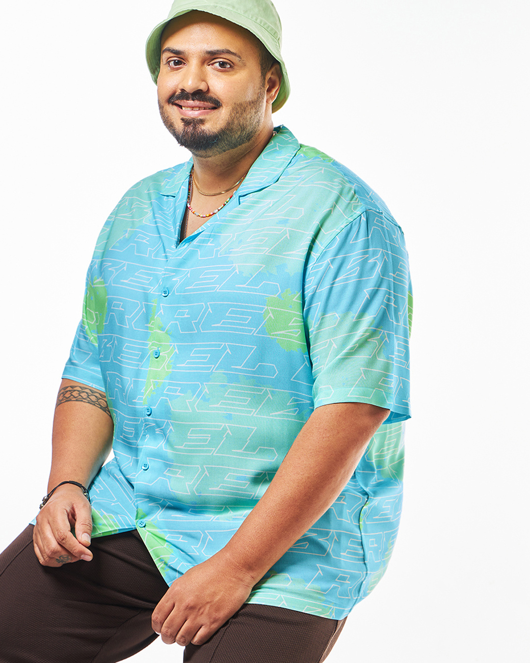 Buy Men's Blue All Over Printed Plus Size Shirt Online at Bewakoof