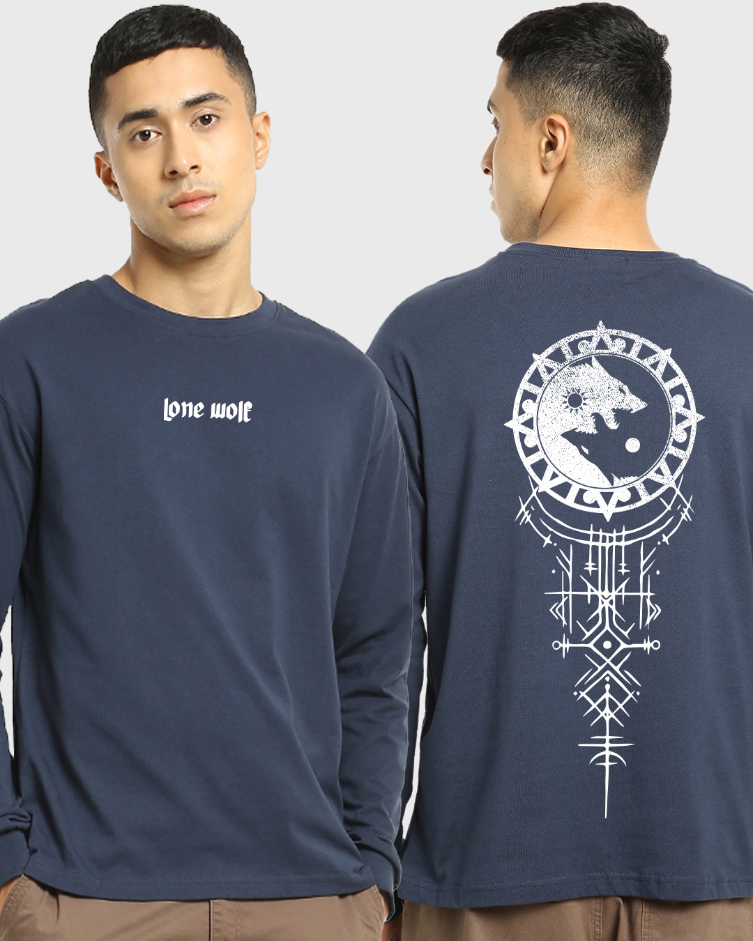 Buy Men's Blue Alpha Wolf Graphic Printed Oversized T-shirt Online at ...