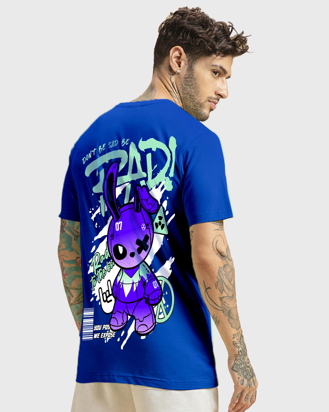 Buy Men's Blue Be Rad Graphic Printed T-shirt for Men Online at Bewakoof