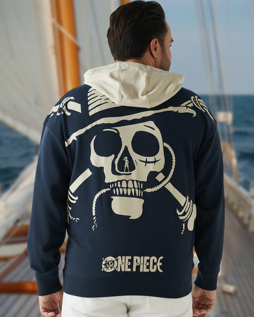 Buy Men's Blue & Beige Graphic Printed Oversized Plus Size Hoodies ...